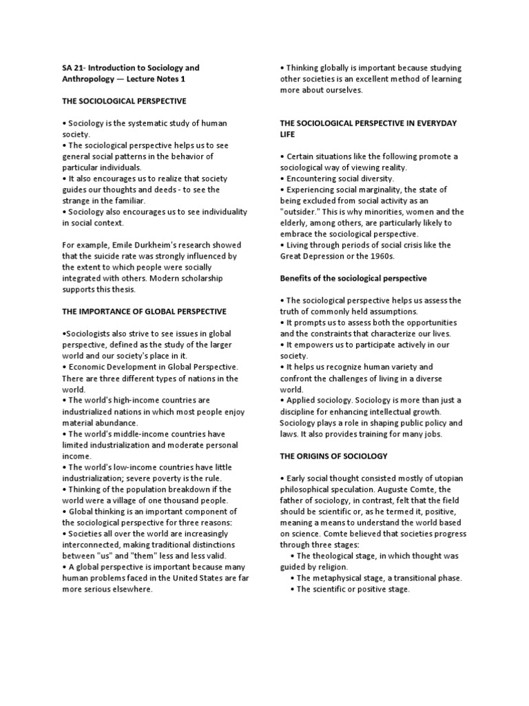 Understanding the Sociological Perspective | PDF | Sociology | Academic ...