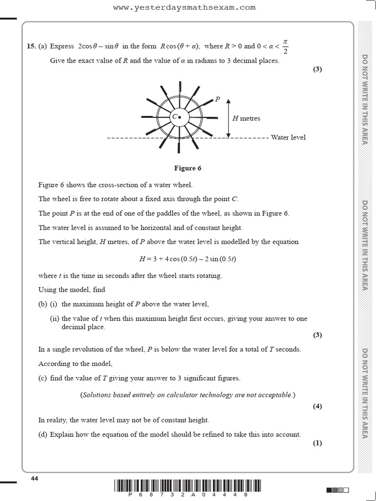 Water Wheel and Harbour Depth Calculations | PDF | Trigonometry ...