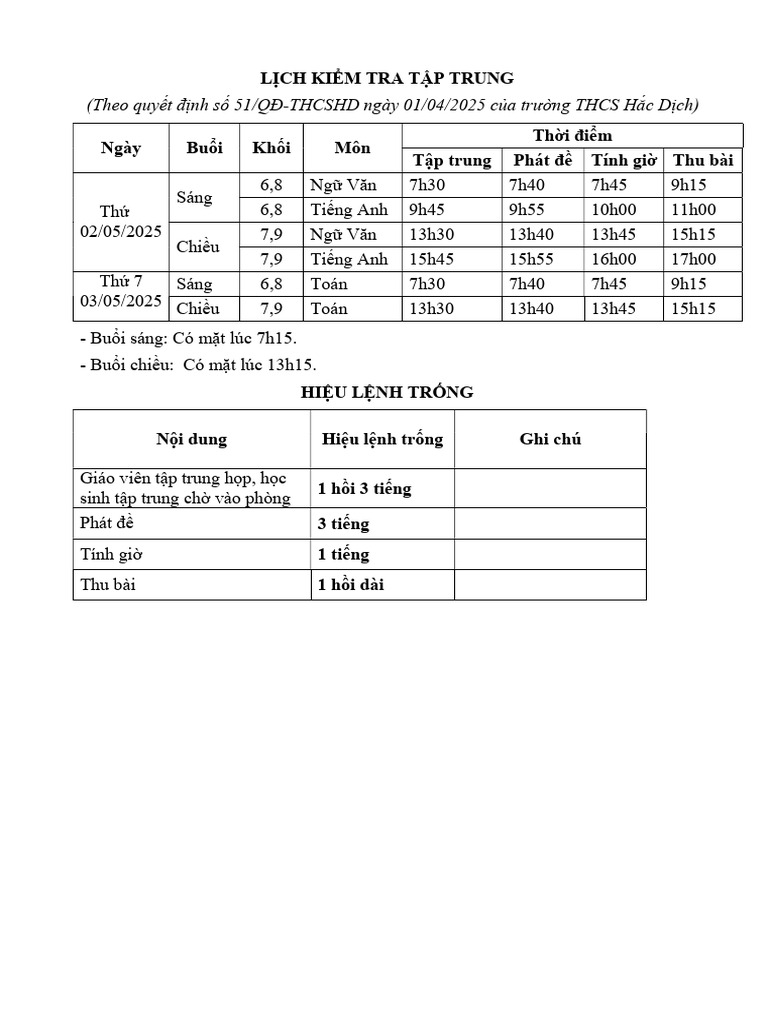 Lich Kiem Tra | PDF