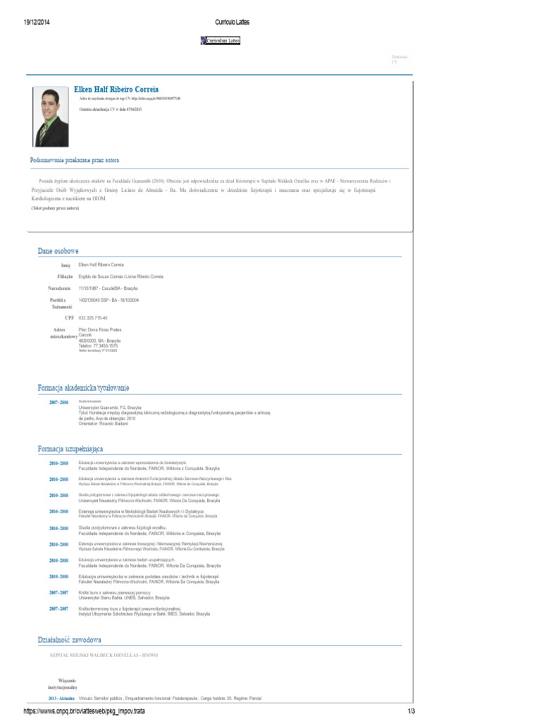 Curriculum Lattes PDF | PDF