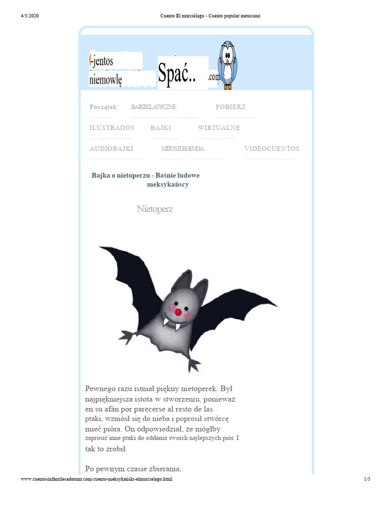 Bajka O Nietoperzu - Meksykańska Bajka Ludowa | PDF