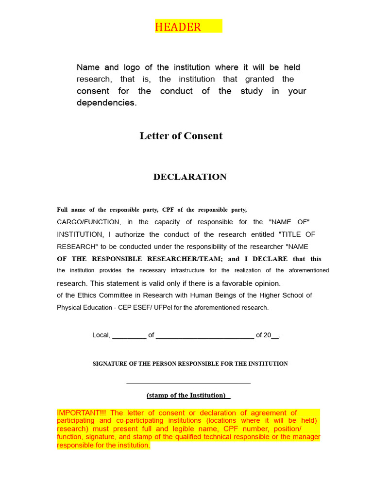 Model-Letter of Consent | PDF