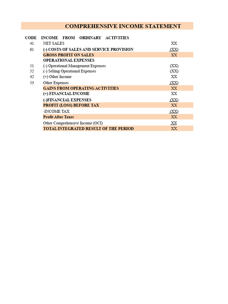 Comprehensive Income Statement | PDF