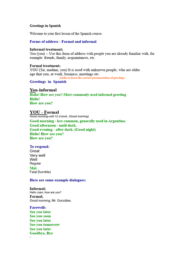 Greetings in Spanish and Alphabet | PDF | Alphabet | Writing