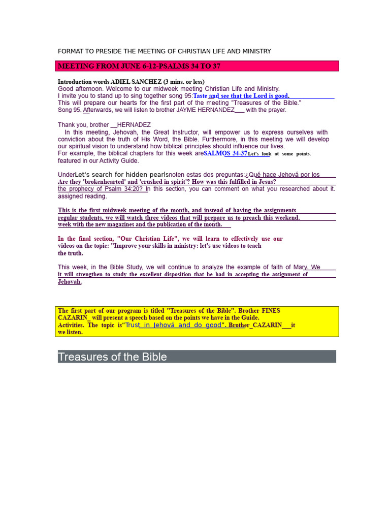 Christian Life Meeting Format: June 2023 | PDF | Bible | Jesus