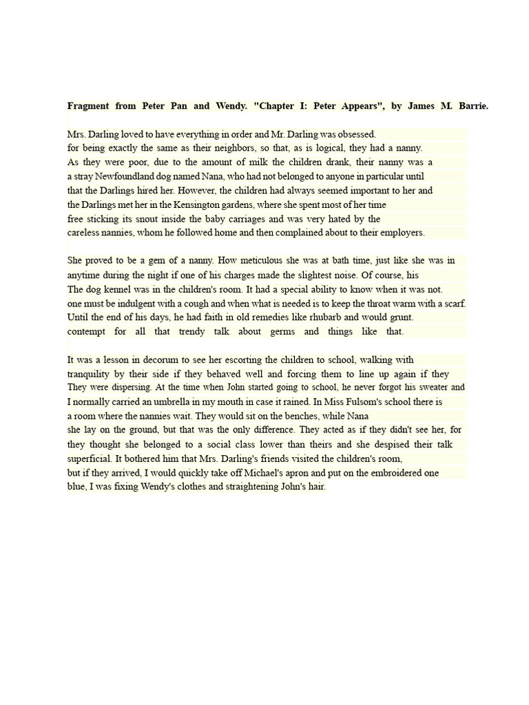 Fragment of Peter Pan and Wendy Reading | PDF
