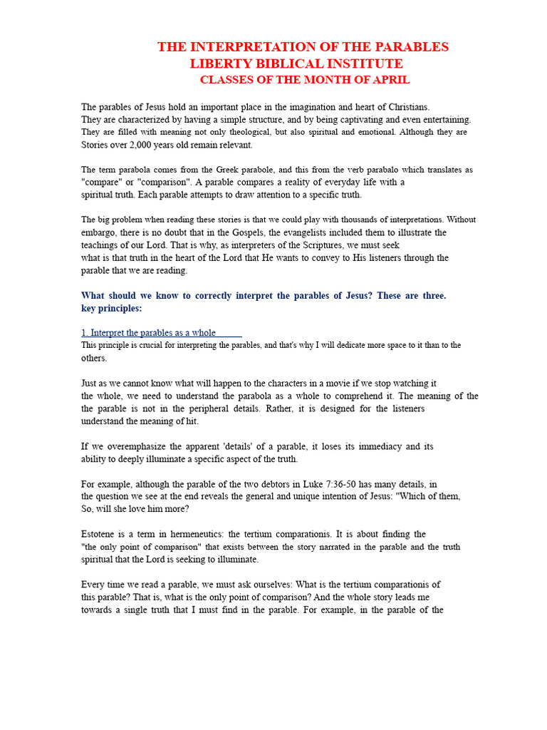 Interpretation of Parables | PDF | Parables Of Jesus | Jesus