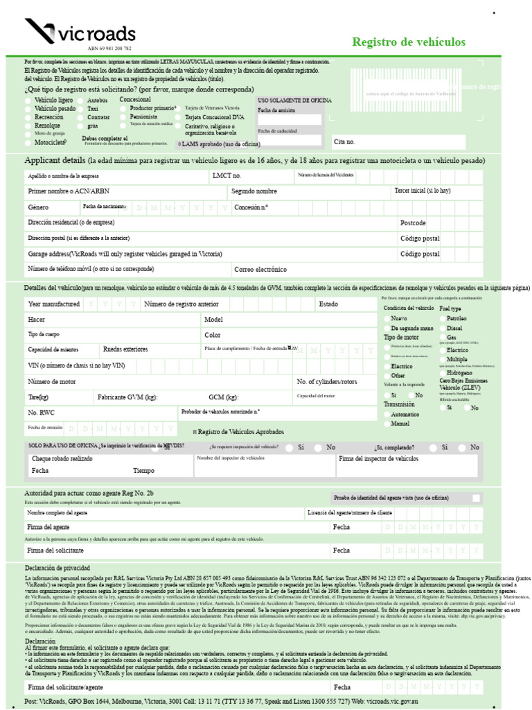 Formulario de Registro de Vehículo | PDF | Camión | Vehículos terrestres