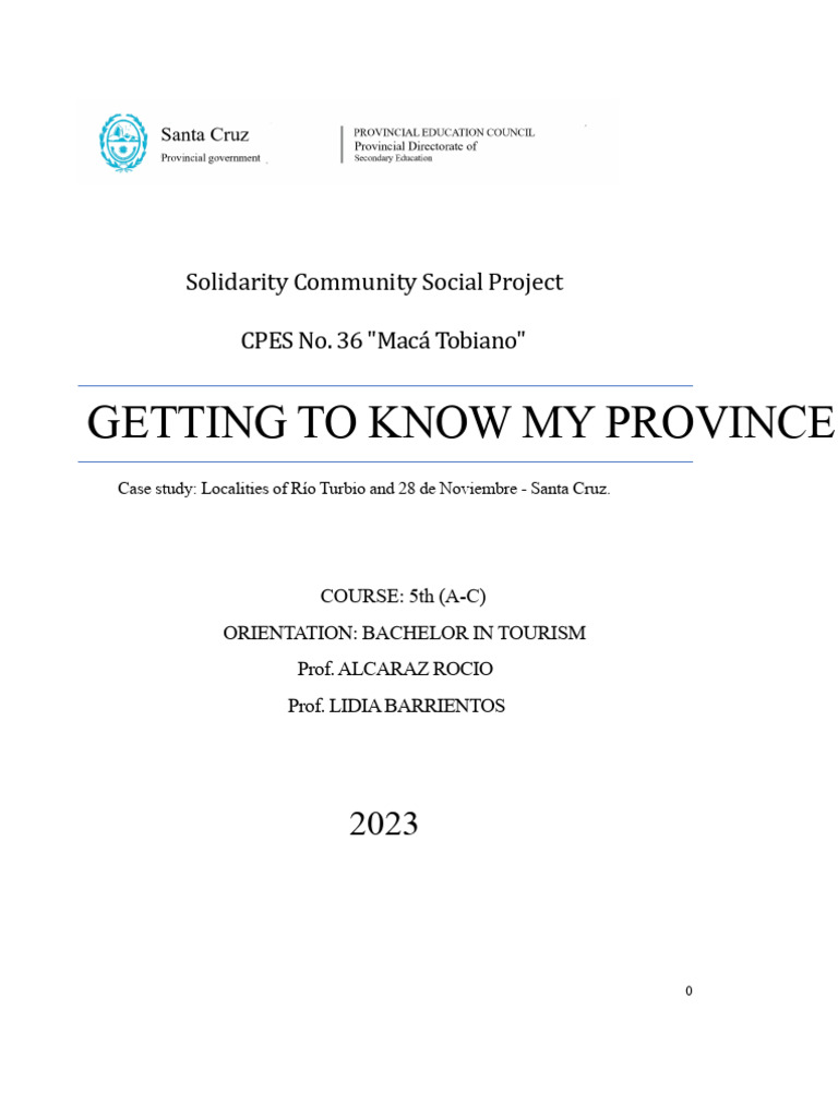 Solidarity Community Social Project 2023 TOURISM | PDF | Knowledge ...