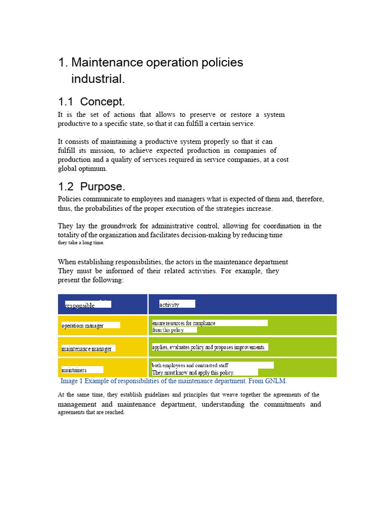 Industrial Maintenance Operating Policies | PDF | Policy | Business