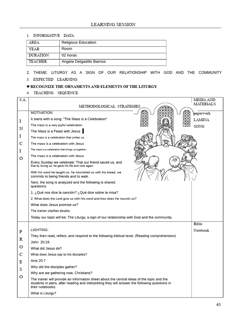 Fourth Grade Religion Learning Session | PDF | Mass (Liturgy) | Gospels