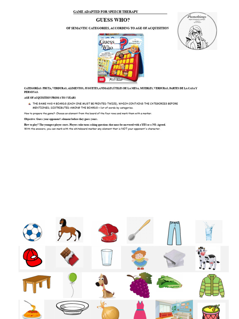 Guess Who Game Semantic Categories Age 4 To 5 Years PDF | PDF