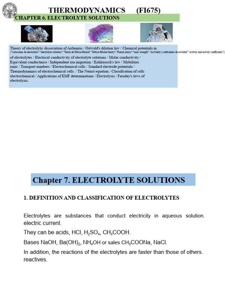 Electrolyte Solutions and Conductivity | PDF | Electrochemistry ...