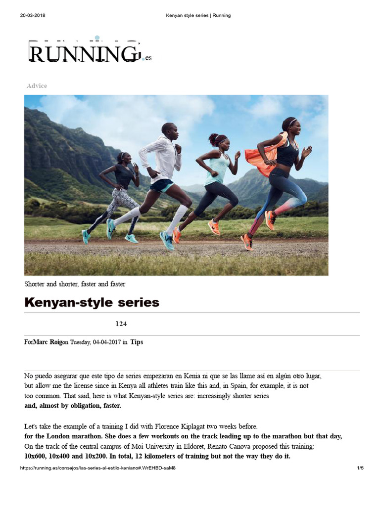 Kenyan-Style Running Series Explained | PDF | Skeletal Muscle