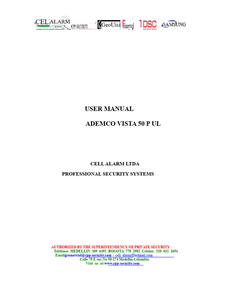ADEMCO VISTA 50P User Manual | PDF
