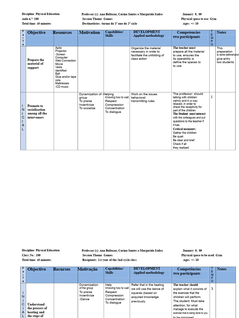 Physical Education Games Lesson Plan | PDF | Cognition | Learning