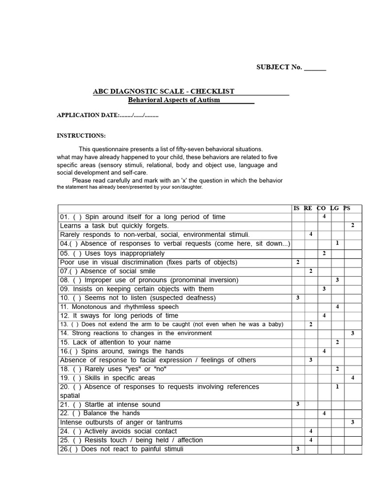 Autism Behavioral Checklist Guide | PDF | Autism | Human Communication
