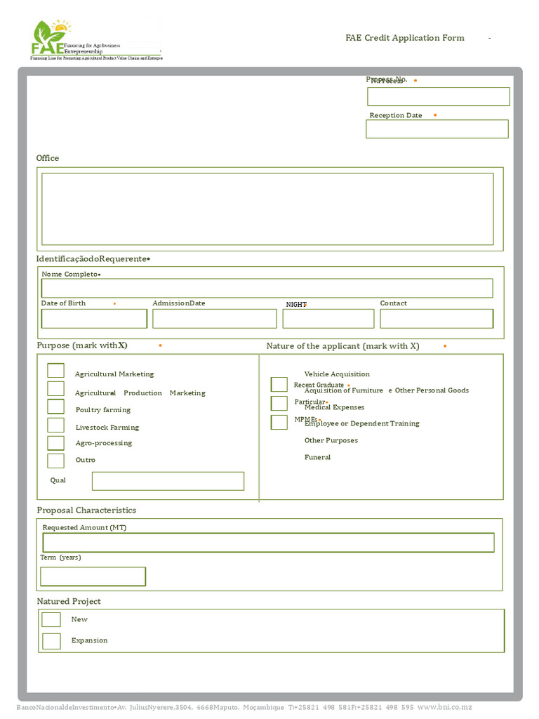 FAE Credit Request Form | PDF | Identity Document | Credit