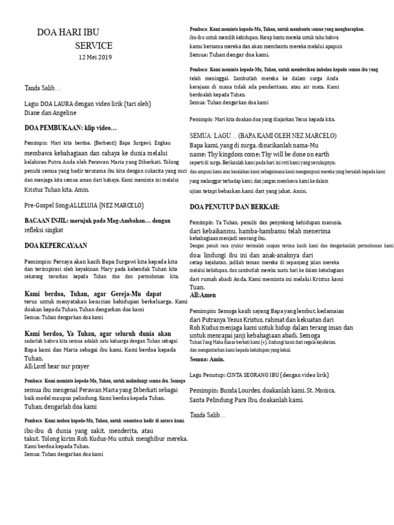 Ibadah Doa Untuk para Ibu | PDF