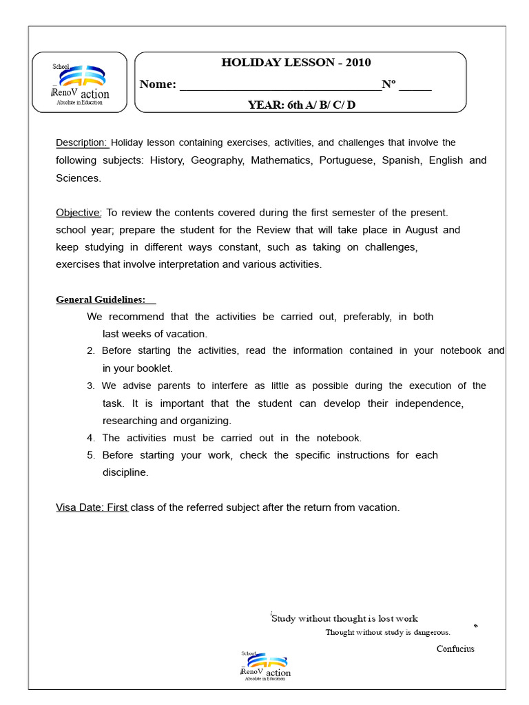 Updated Holiday Lesson 6th Grade | PDF | Subtraction