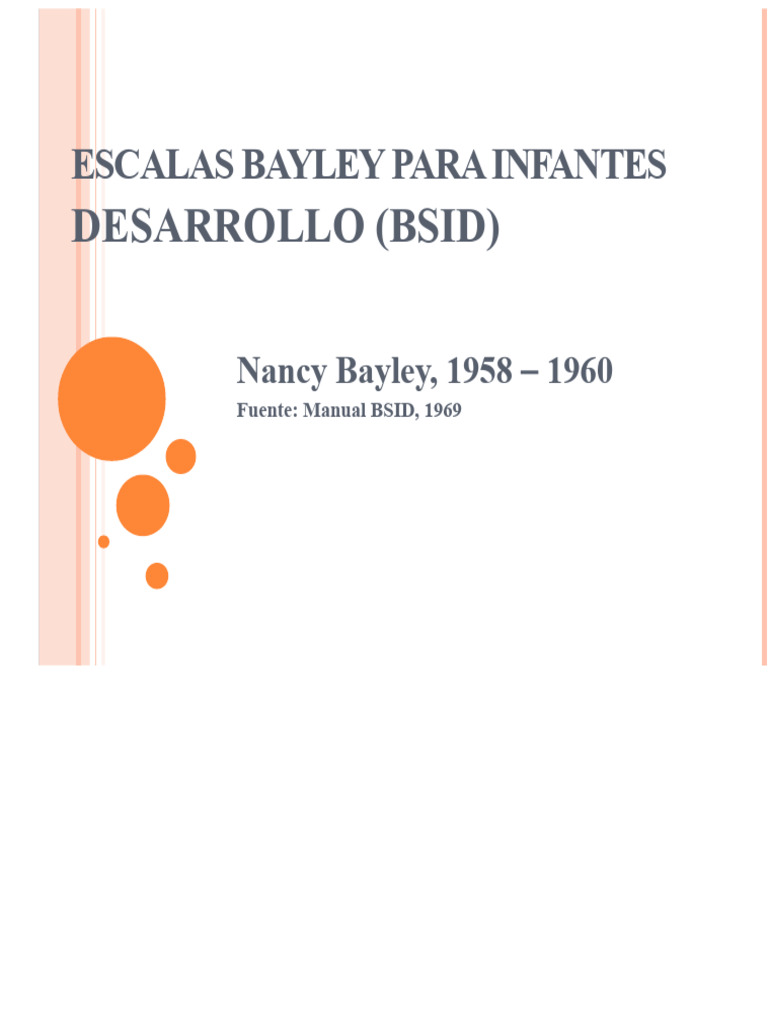 Escalas de Desarrollo Infantil de Bayley (BSID) - L | PDF | Desarrollo ...
