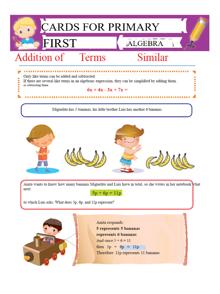 12.addition of Like Terms For First Grade | PDF