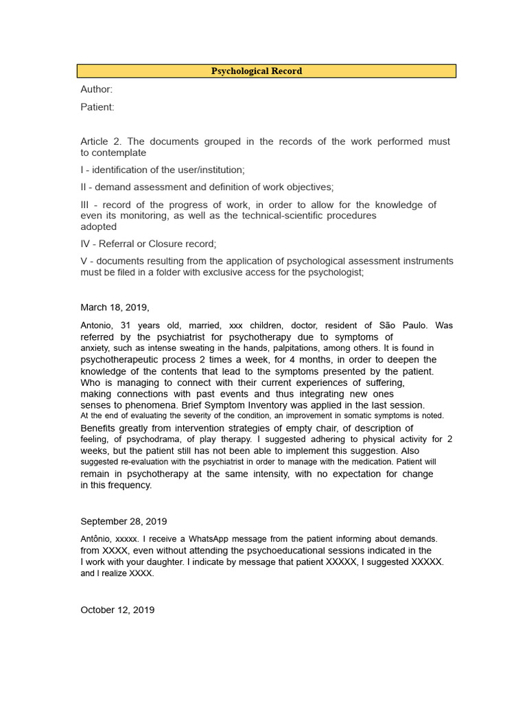 Psychological Record - Example of Writing | PDF
