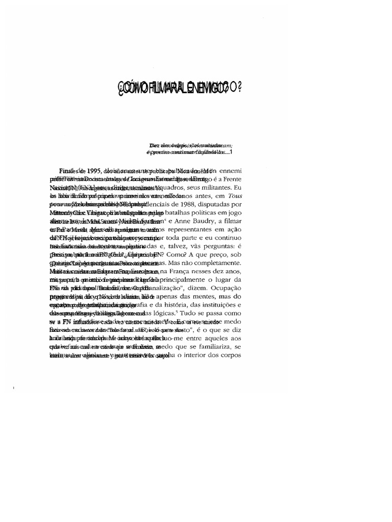 Jean Louis Comolli Cómo Filmar Al Enemigo | PDF