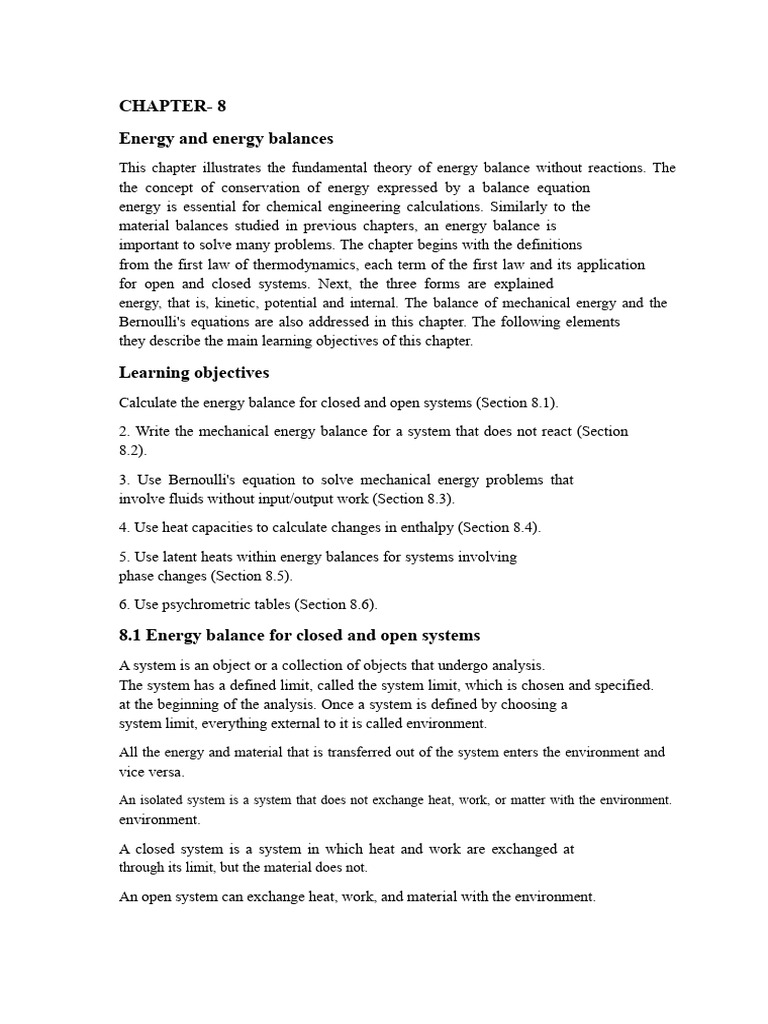 Energy Balances in Chemical Engineering | PDF | Latent Heat | Enthalpy