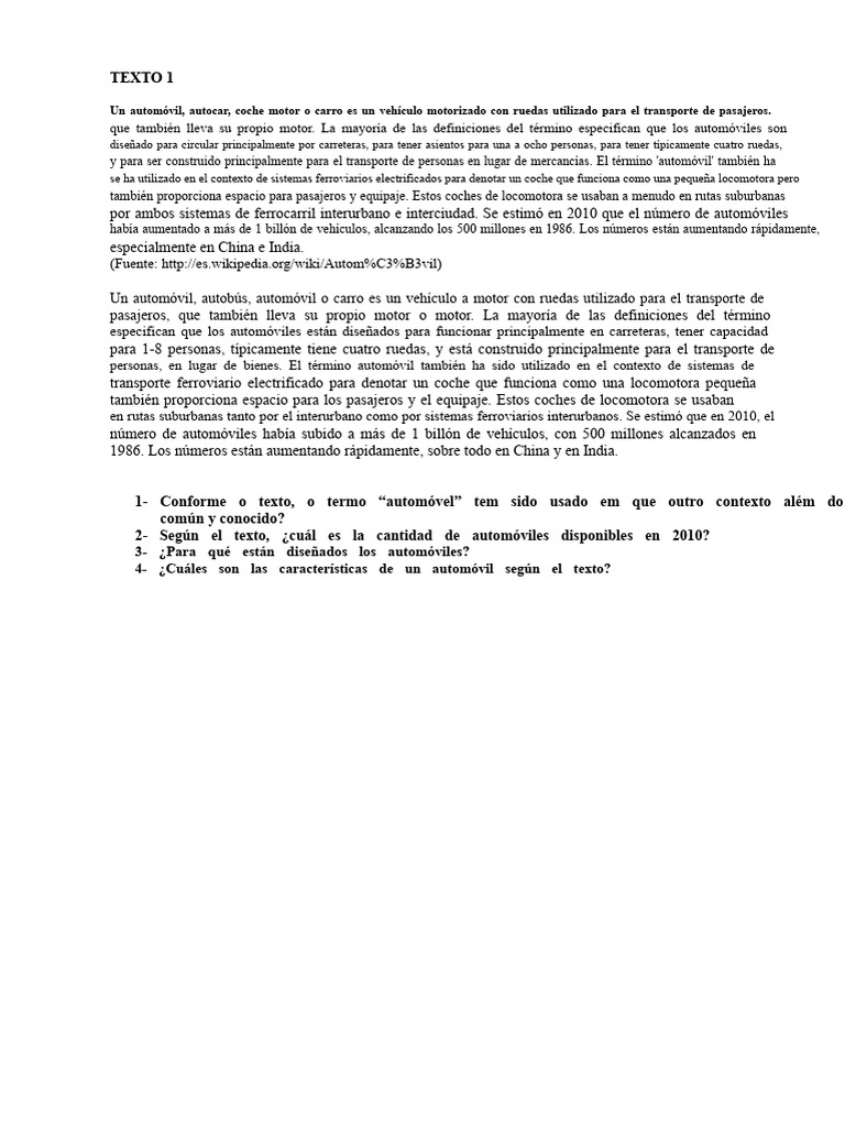Definición y evolución del automóvil | PDF | Motores | Motor de ...