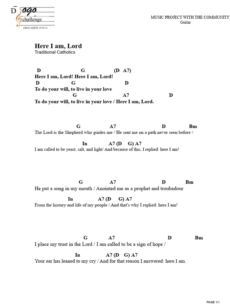 Here I Am Lord - Chords 2021 | PDF