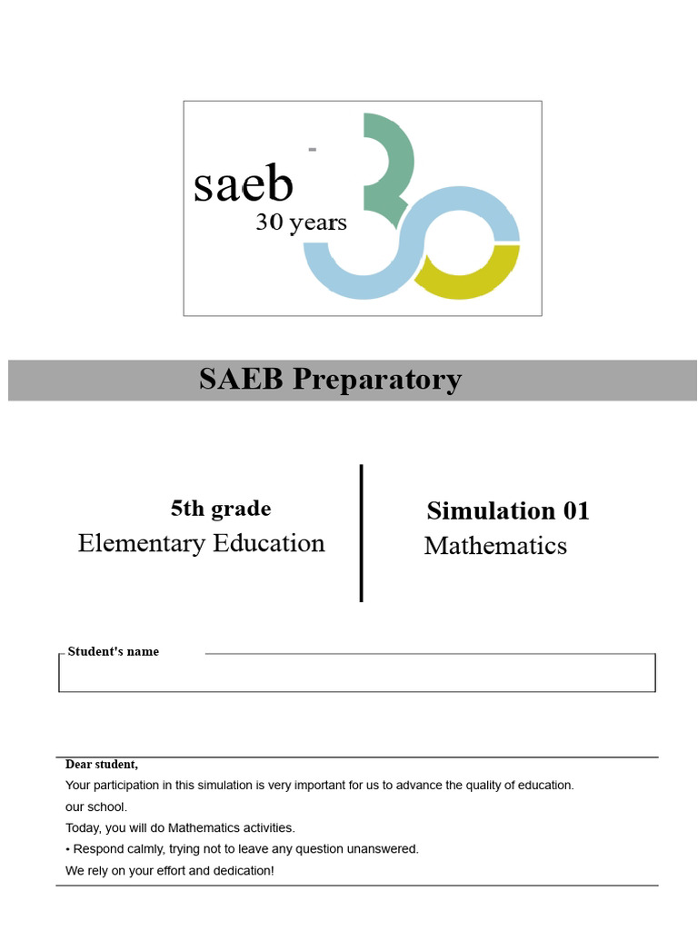 5th Grade Math Simulation Questions | PDF | Mathematics