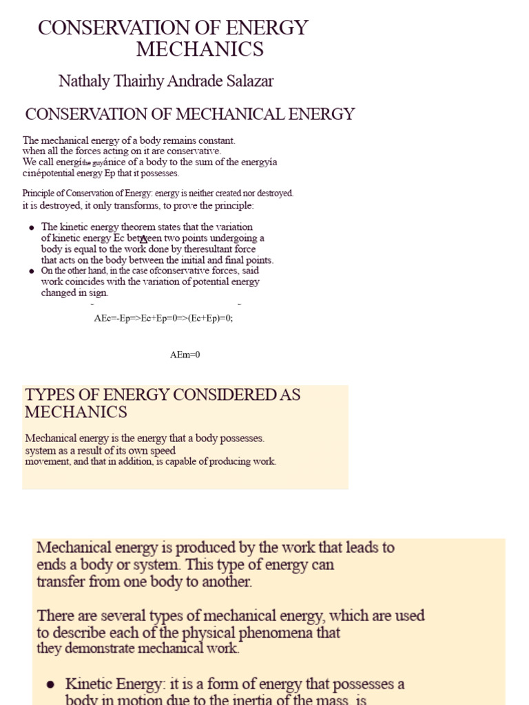 Conservation of Mechanical Energy | PDF | Potential Energy | Kinetic Energy