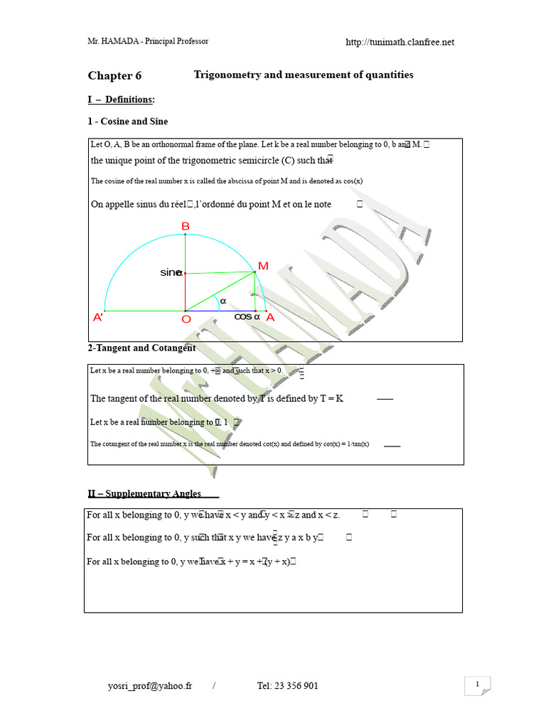 Math Course Chapter 6 Trigonometry and Measurement of Quantities MR ...