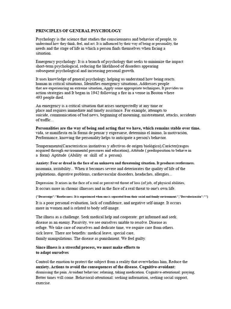 Overview of General Psychology Principles | PDF | Anxiety | Psychology