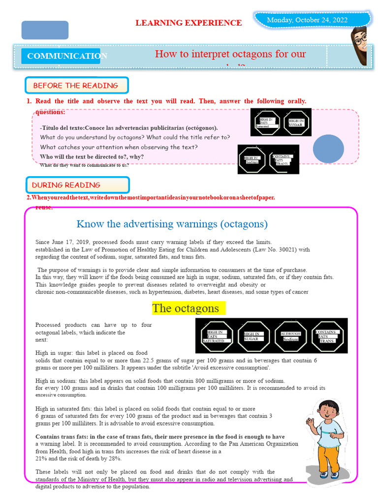 SHEET N°01 How To Interpret Octagons For Our Health | PDF | Trans Fat | Fat