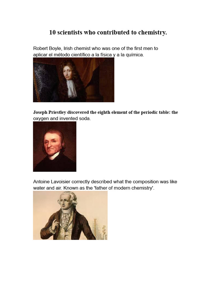 Key Contributors to Chemistry History | PDF