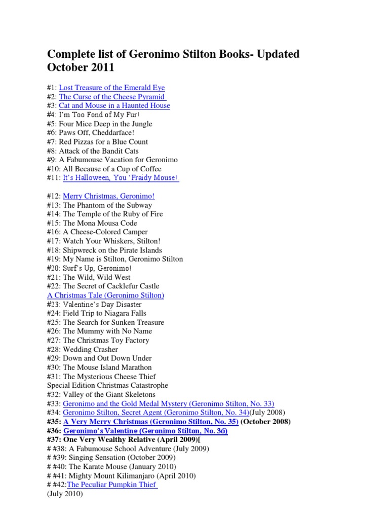Complete List of Geronimo Stilton Books | PDF
