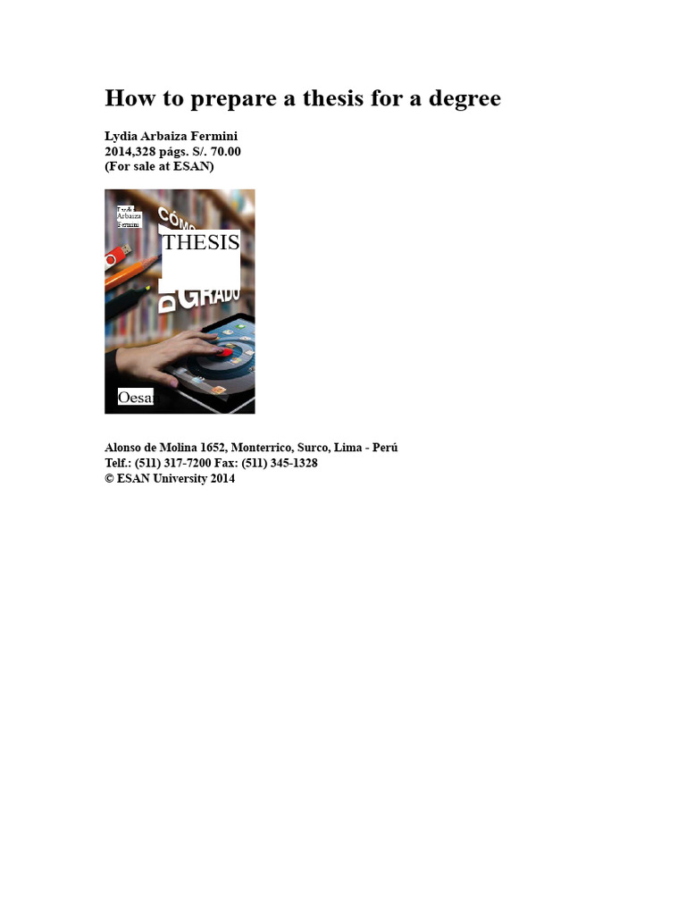 How To Prepare A Thesis For A Degree | PDF