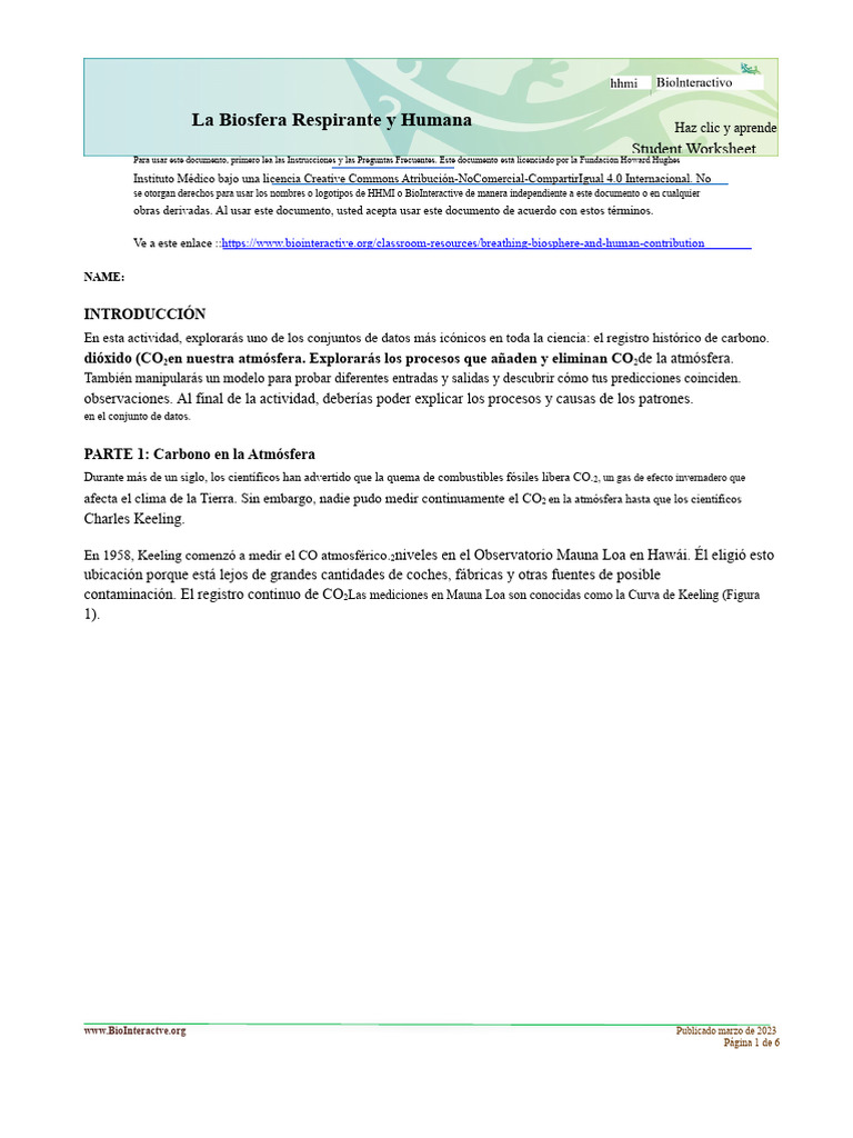 HHMI - La Biosfera Respirante y La Contribución Humana | PDF | Dióxido ...