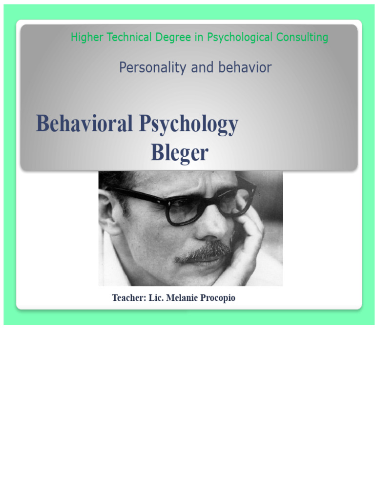 BLEGER - Psychology of Behavior | PDF | Mind | Psychology
