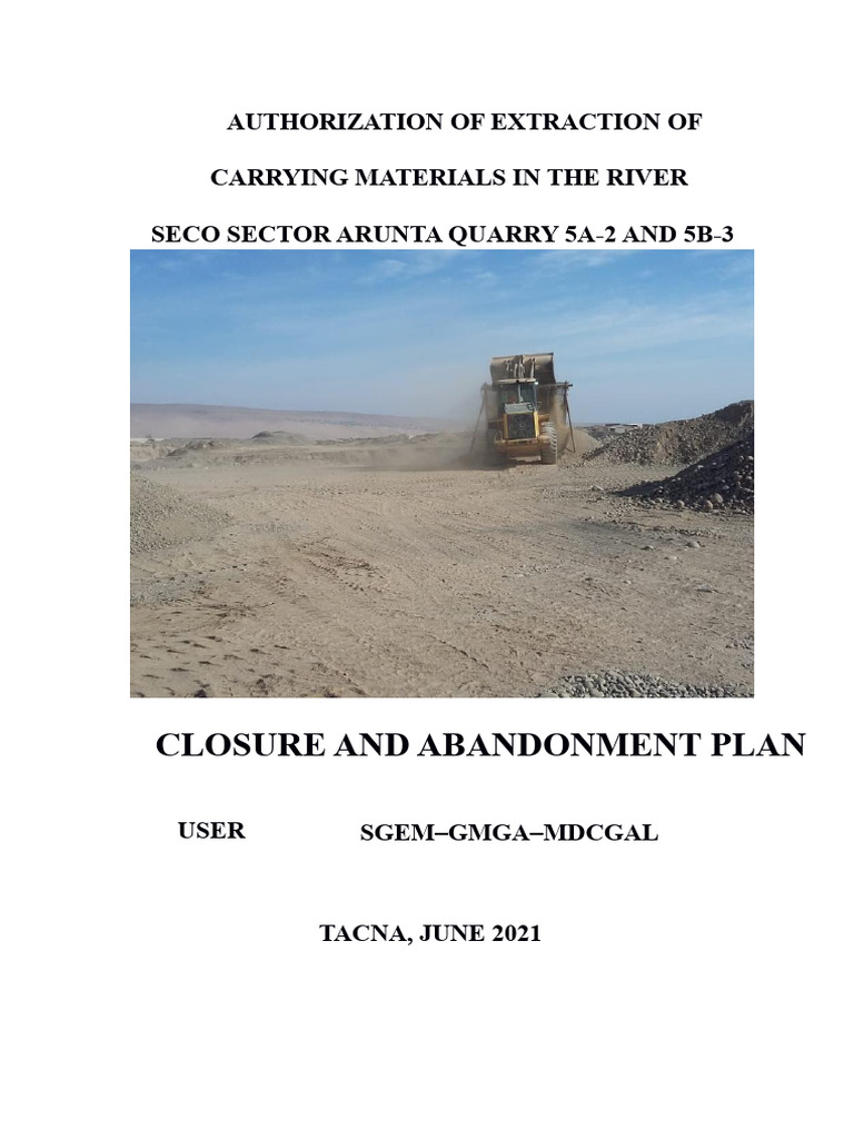 Closure and Abandonment Plan For Quarry 5a 2 and 5b 3 | PDF | Waste ...