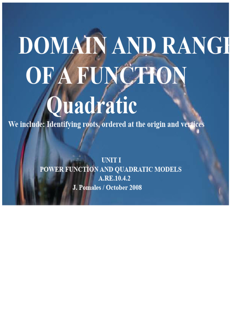 Domain and Range of A Quadratic Function Blog Version PDF | PDF ...