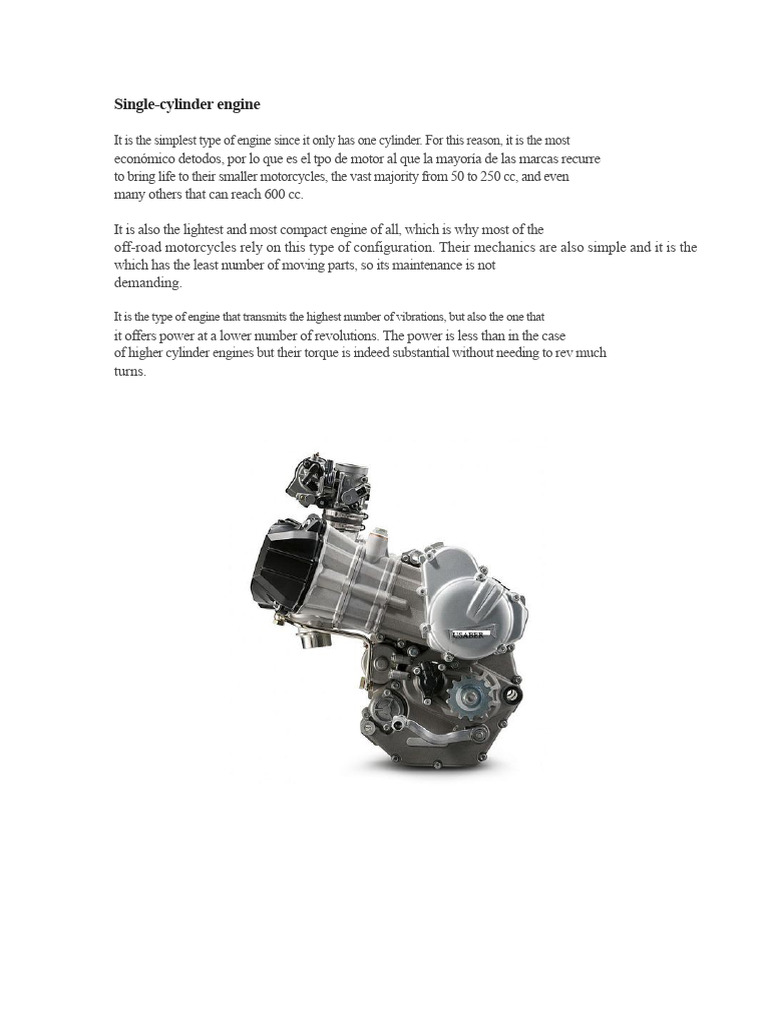Types of Motorcycle Engines | PDF | Engines | Transportation Engineering