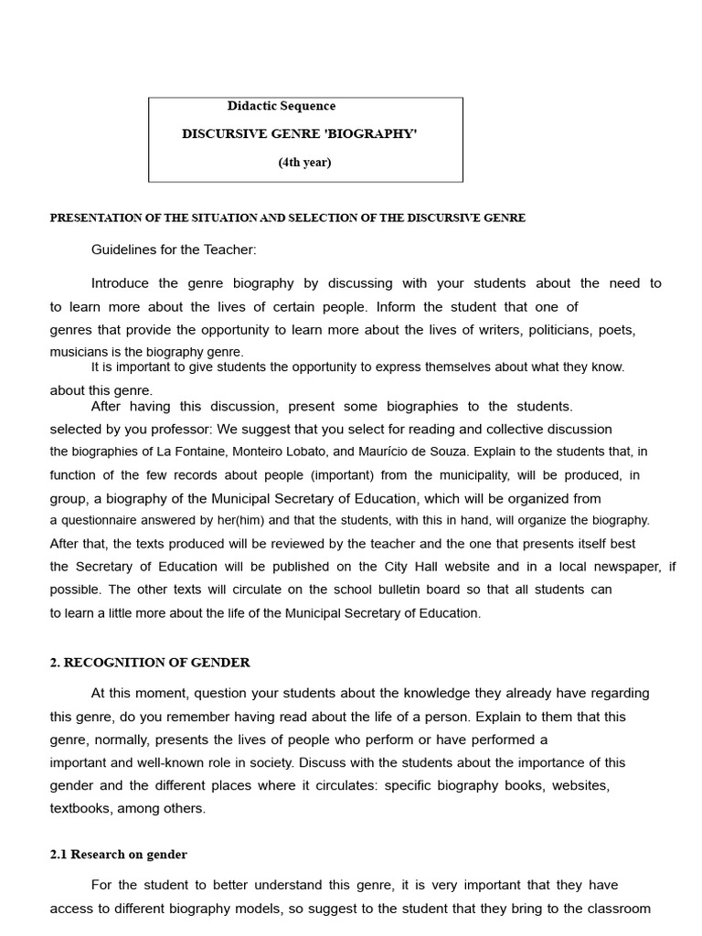 Didactic Sequence Genre Biography | PDF | Fable