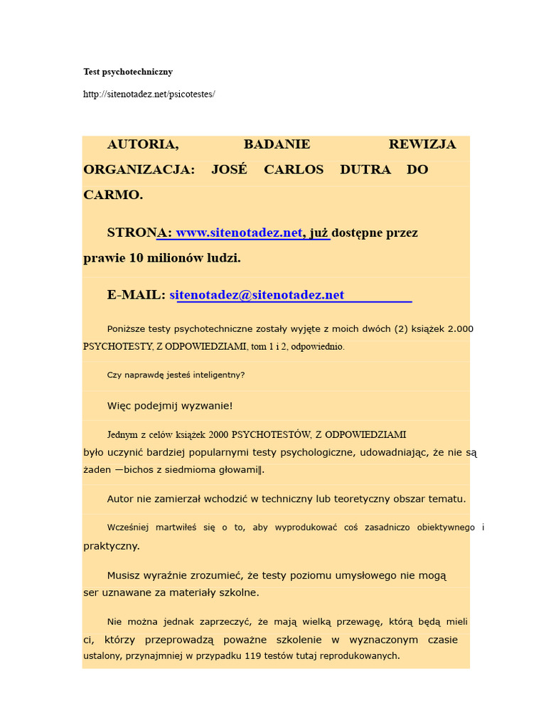 Test psychotechniczny | PDF
