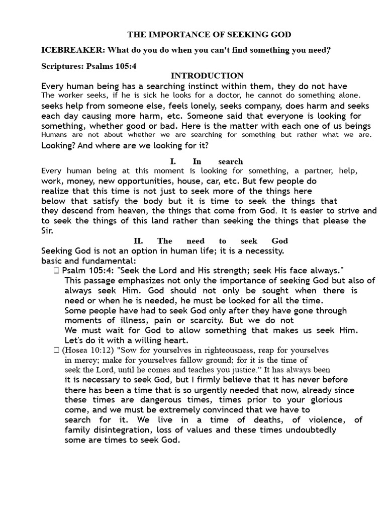 The Necessity of Seeking God Daily | PDF | Eternal Life (Christianity ...