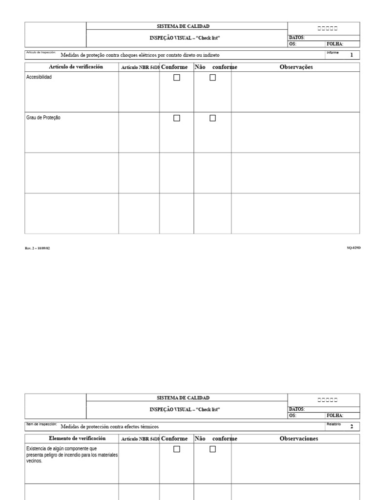 LISTA DE VERIFICACIÓN DE INSPECCIÓN VISUAL | PDF | Electricidad