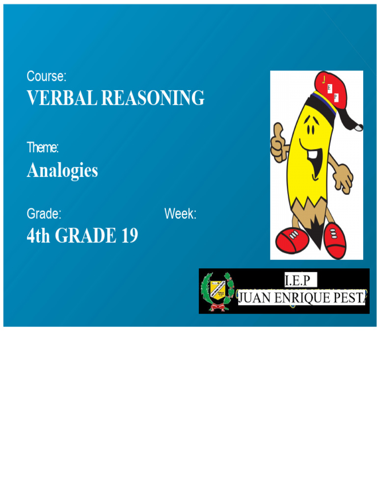 4th Grade Verbal Reasoning: Analogies | PDF | Zoology | Biology