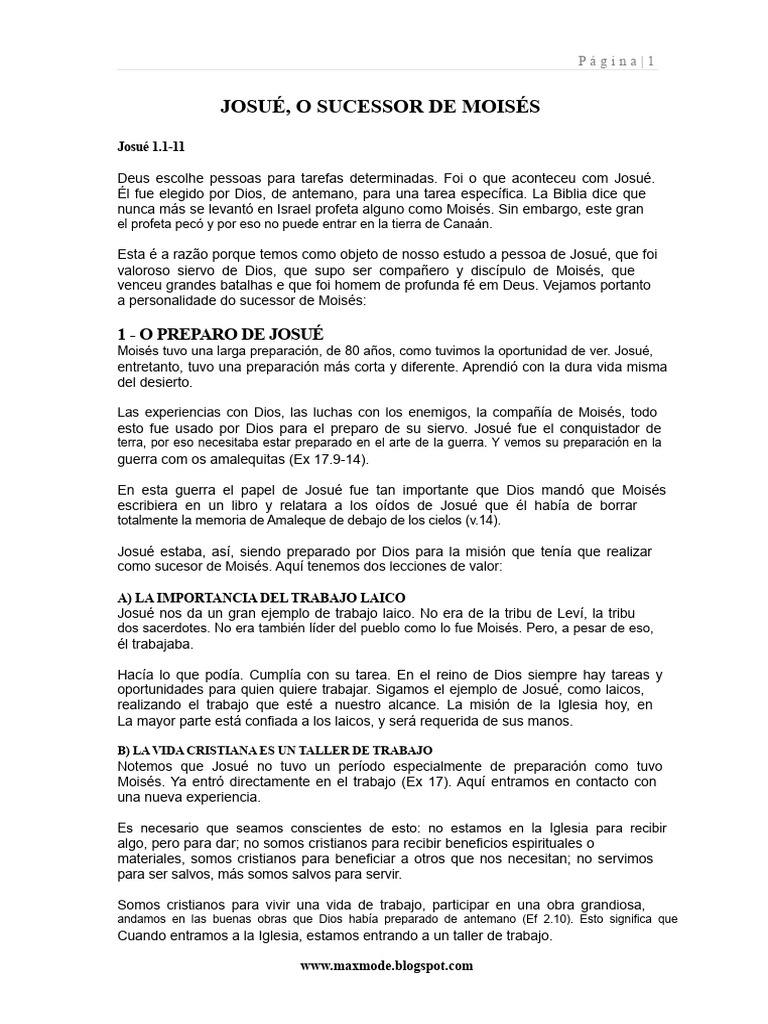 Josué, El Sucesor de Moisés | PDF | Joshua | Moisés